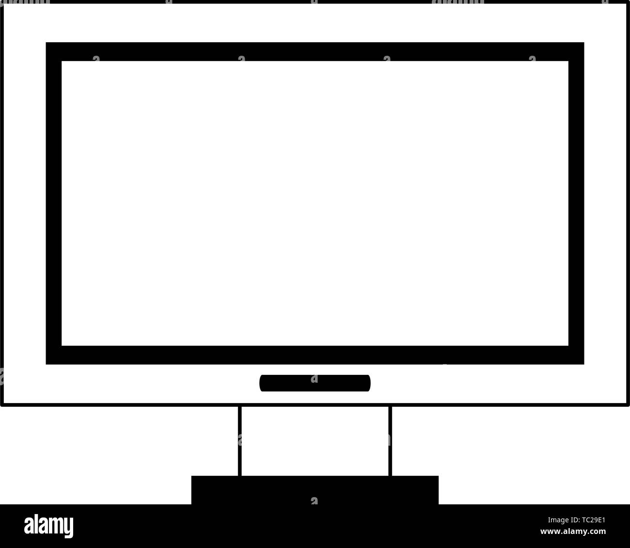 computer screen icon cartoon isolated in black and white Stock Vector ...