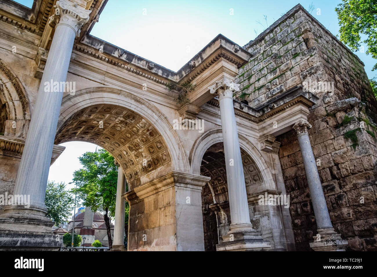 Adrian Gate, Antalya landmark, Turkey. Antique ancient construction of ...