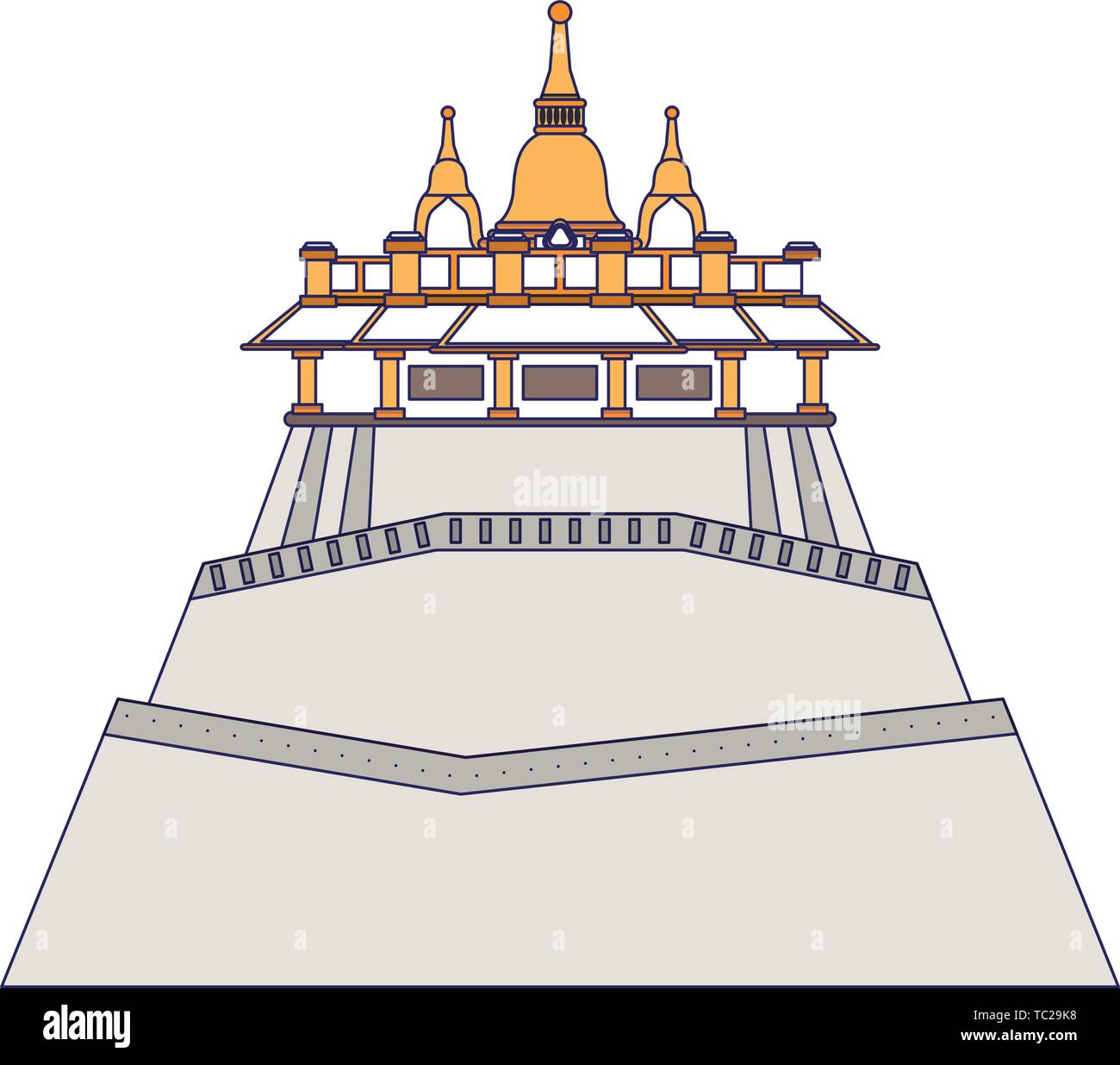 chinese palace icon cartoon isolated blue lines Stock Vector Image ...