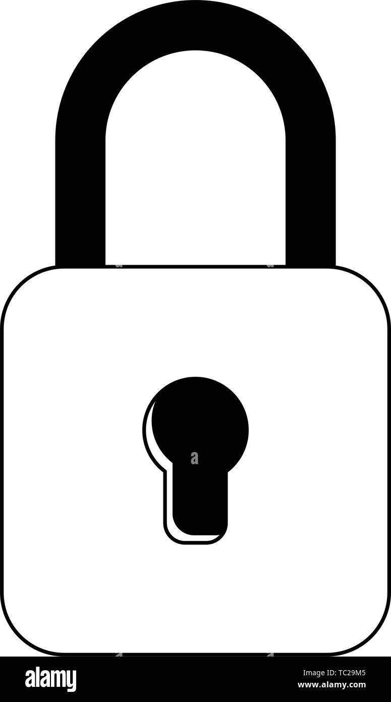 yellow padlock icon cartoon isolated in black and white Stock Vector ...