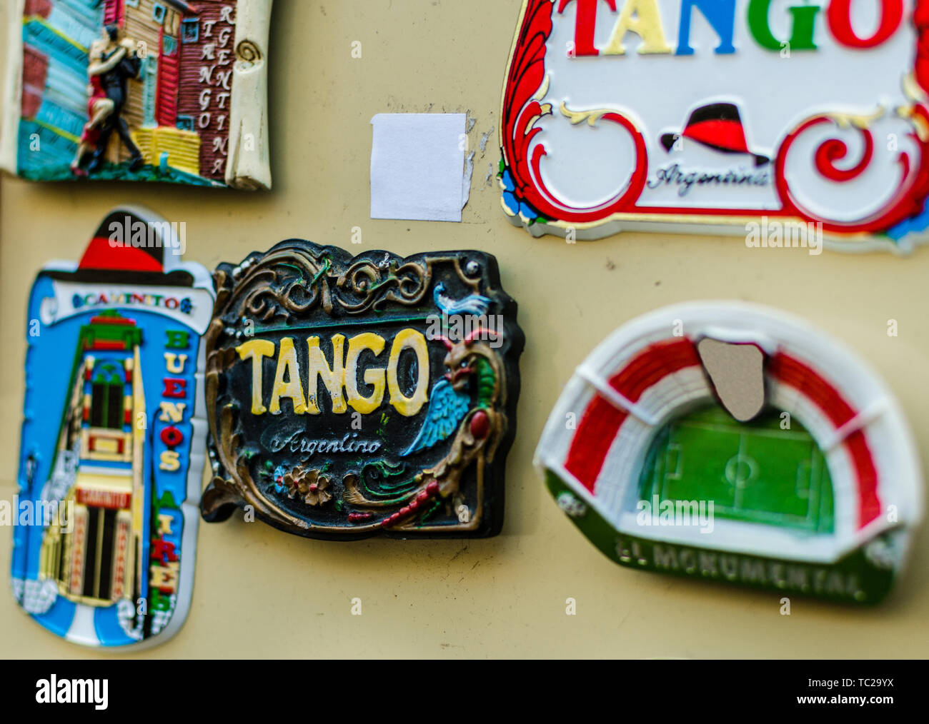 Fridge magnets with traditional tango dancers at a weekend fair Stock ...