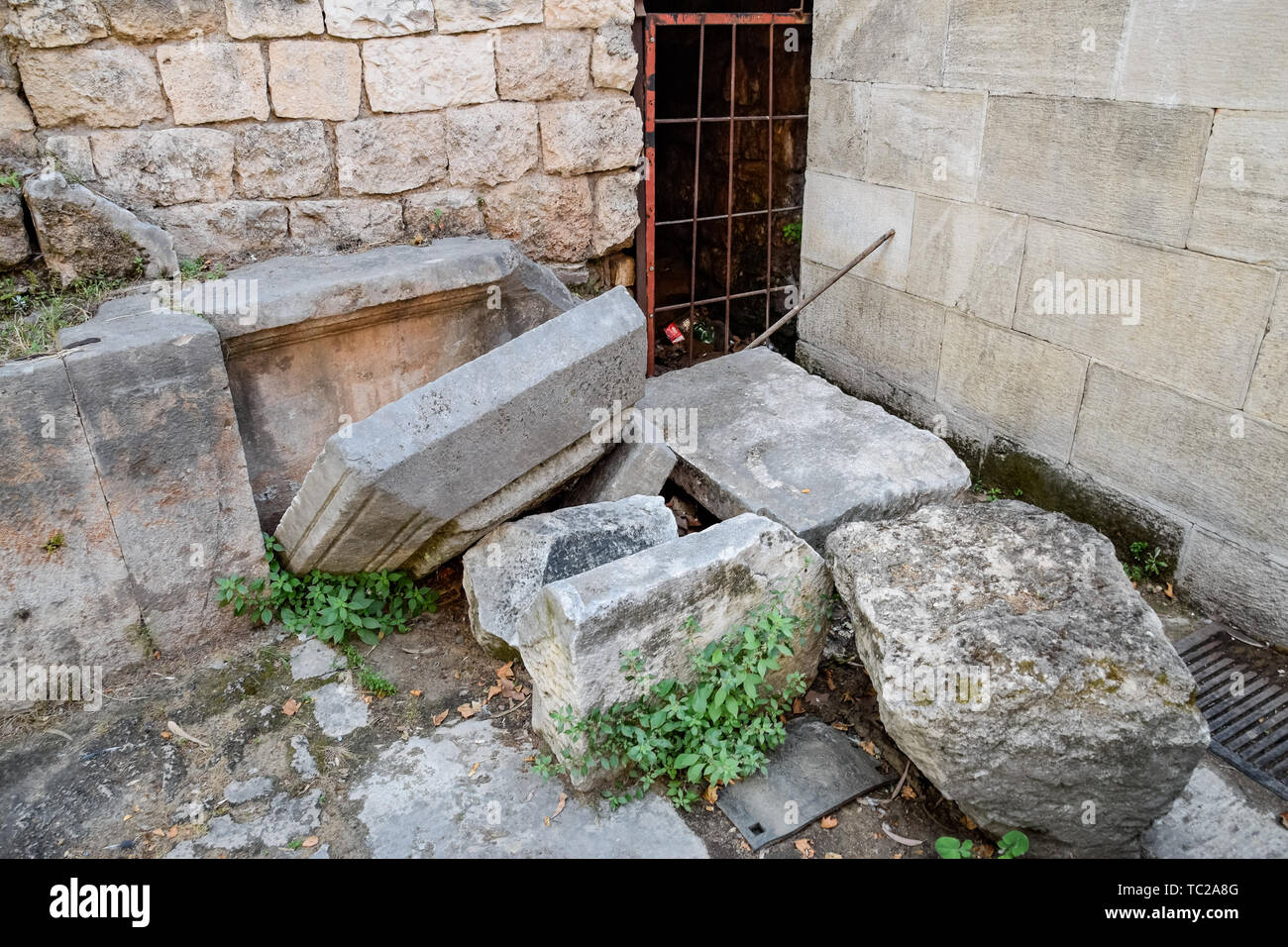 Stones at the entrance to the inside of the building at the gates of ...