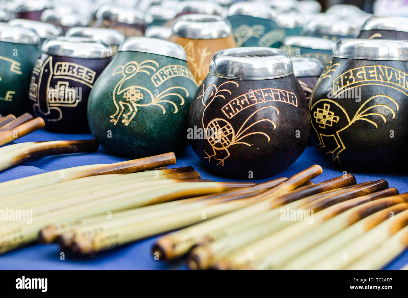Calabash gourds for drinking Argentina yerba mate tea and bombilla ...
