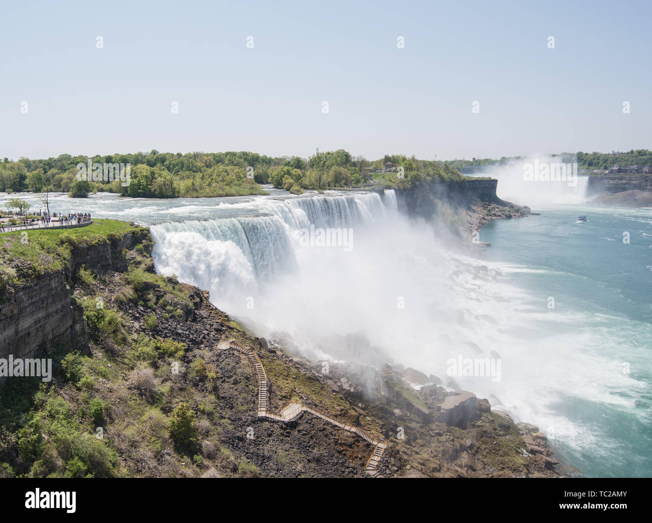 Niagara falls with Canada border buildings in background Stock Photo ...