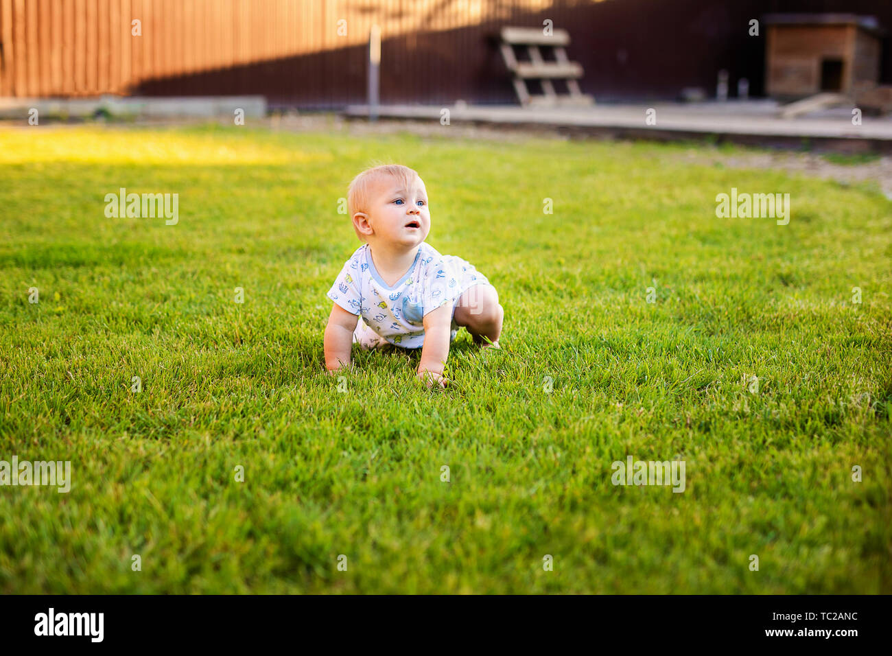 Girl crawling field hi-res stock photography and images - Alamy