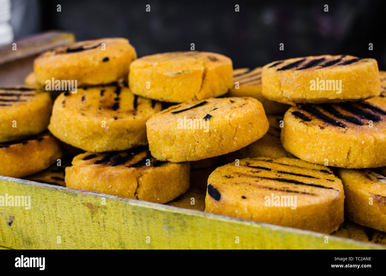 Arepas at a street food market Stock Photo - Alamy