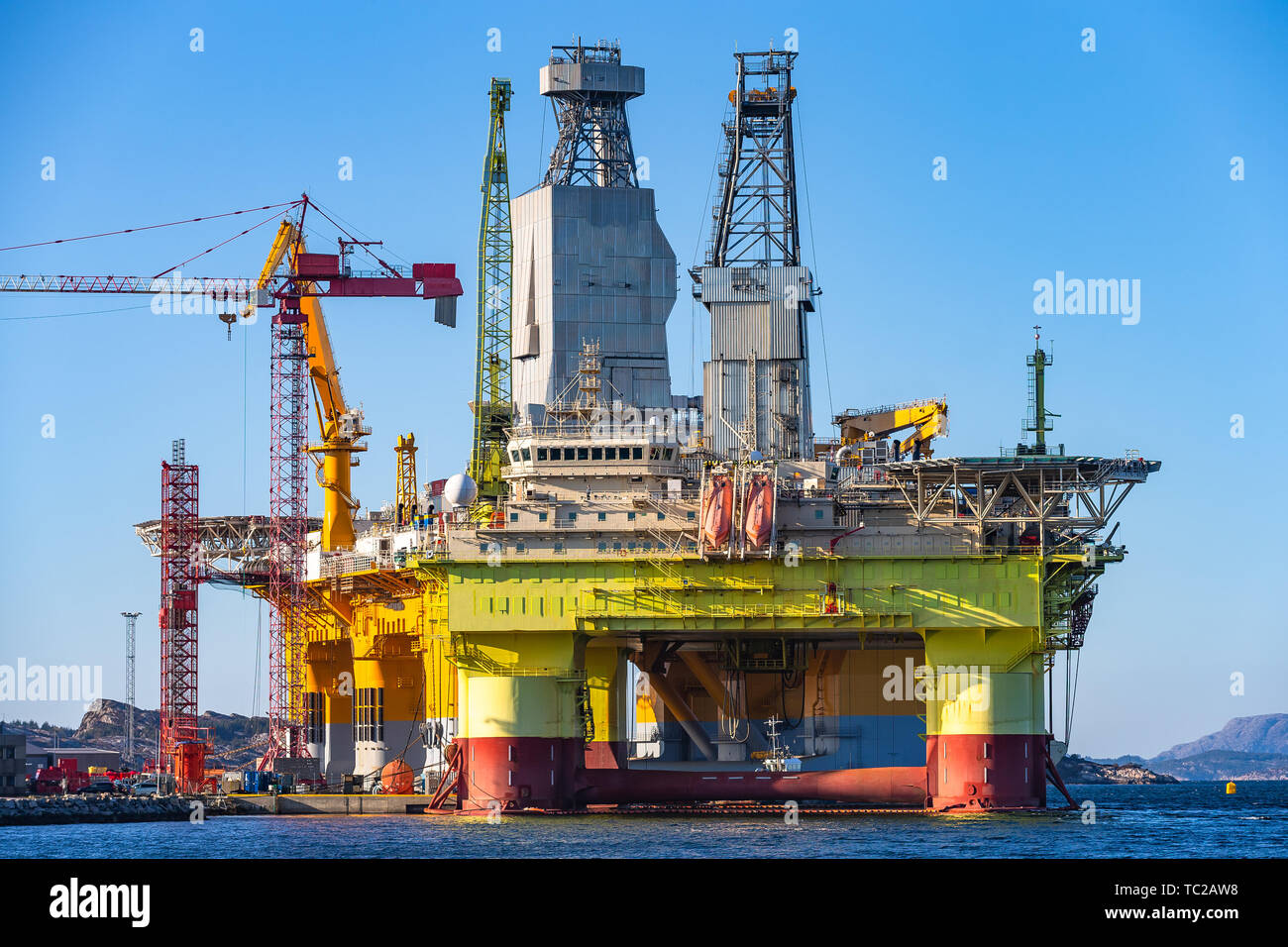 Oil platforms under maintenance near Bergen, Norway Stock Photo - Alamy