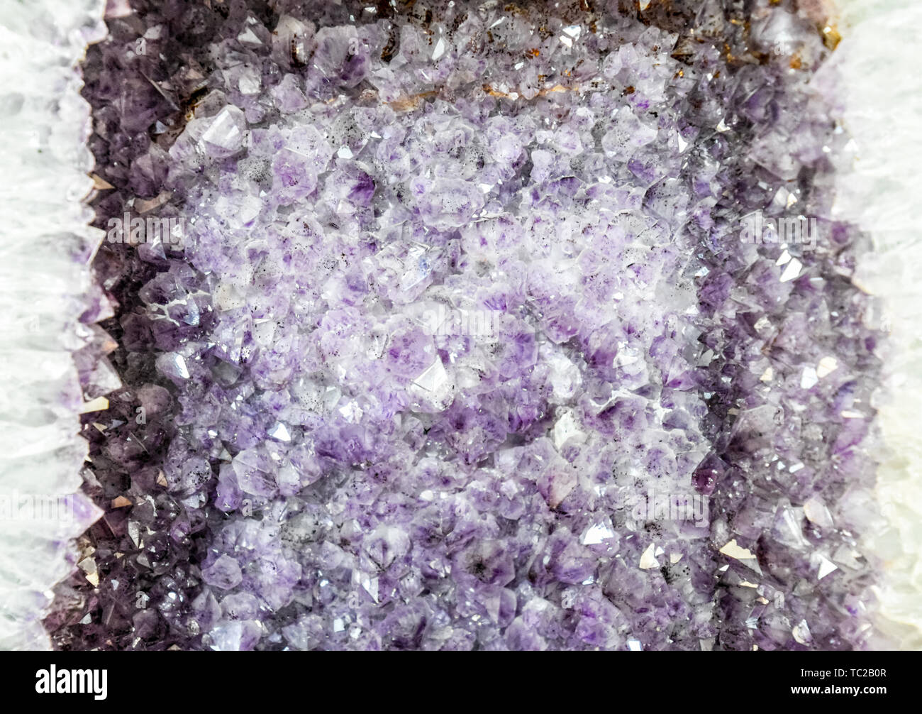 Amethyst druse, amethyst crystals close up view, precious stone Stock ...