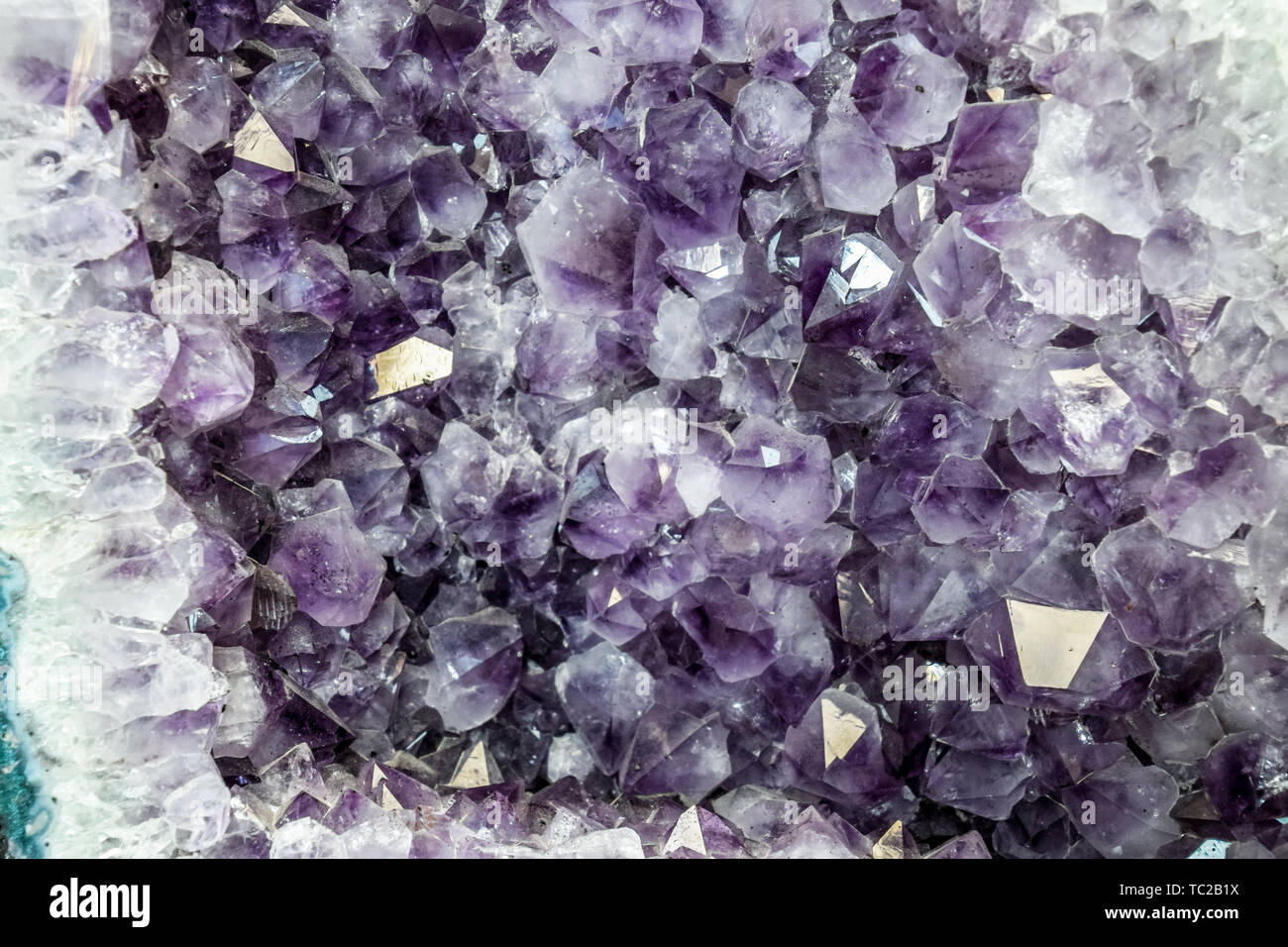 Amethyst druse, amethyst crystals close up view, precious stone Stock ...