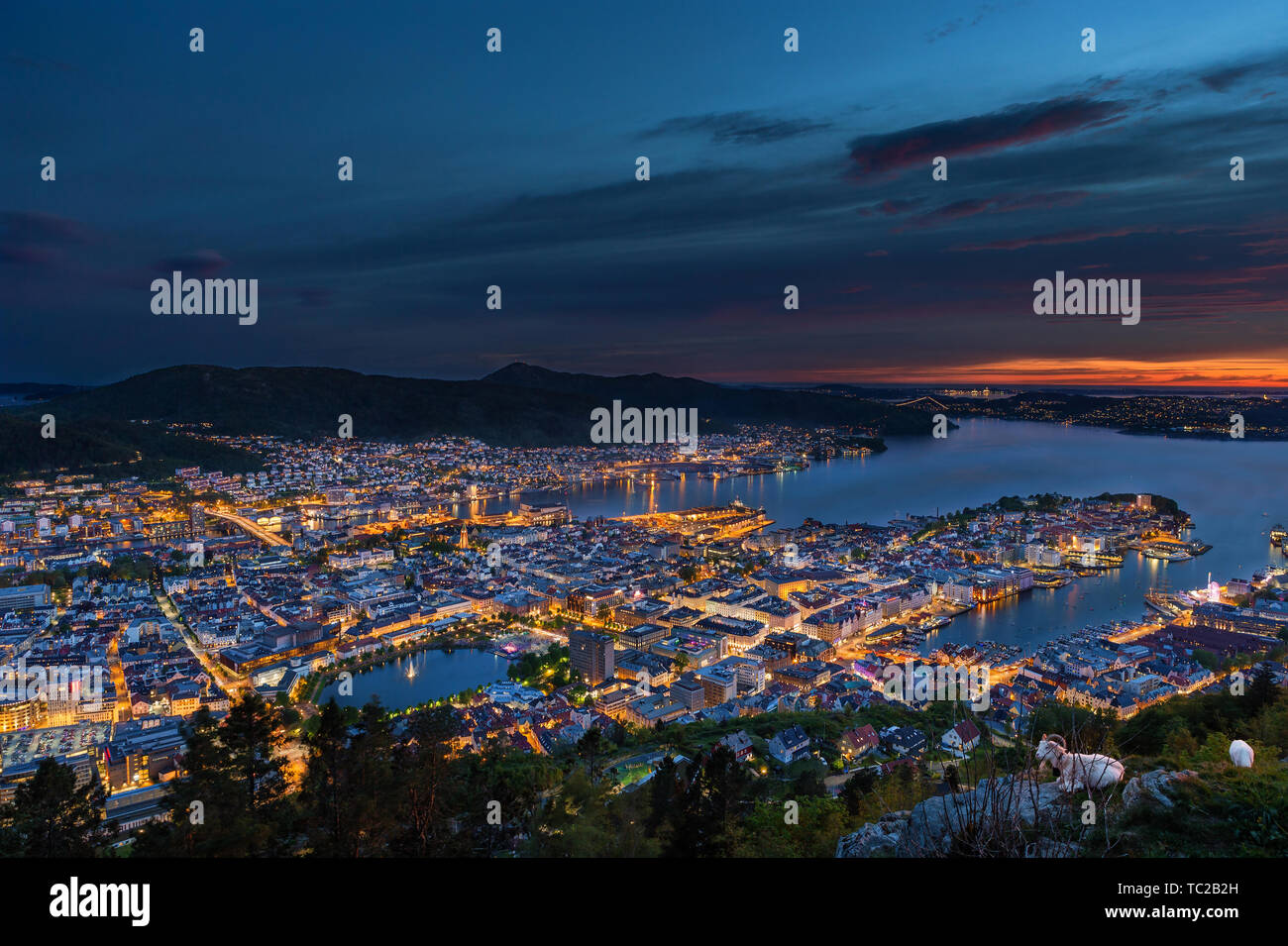 Bergen old town aerial view. Bergen, Norway Stock Photo - Alamy