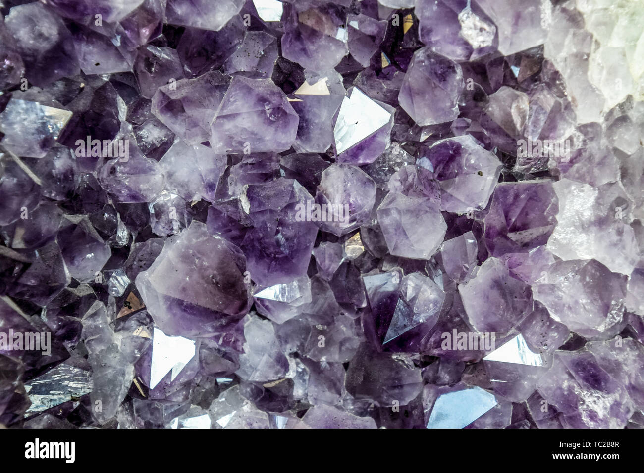 Amethyst druse, amethyst crystals close up view, precious stone Stock ...