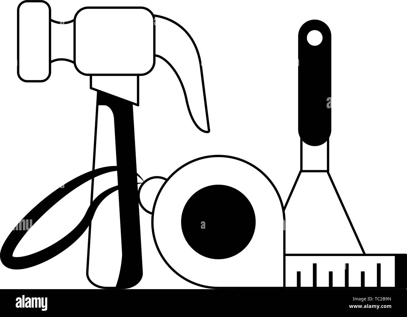 Cartoon hardware tools collection Black and White Stock Photos & Images ...