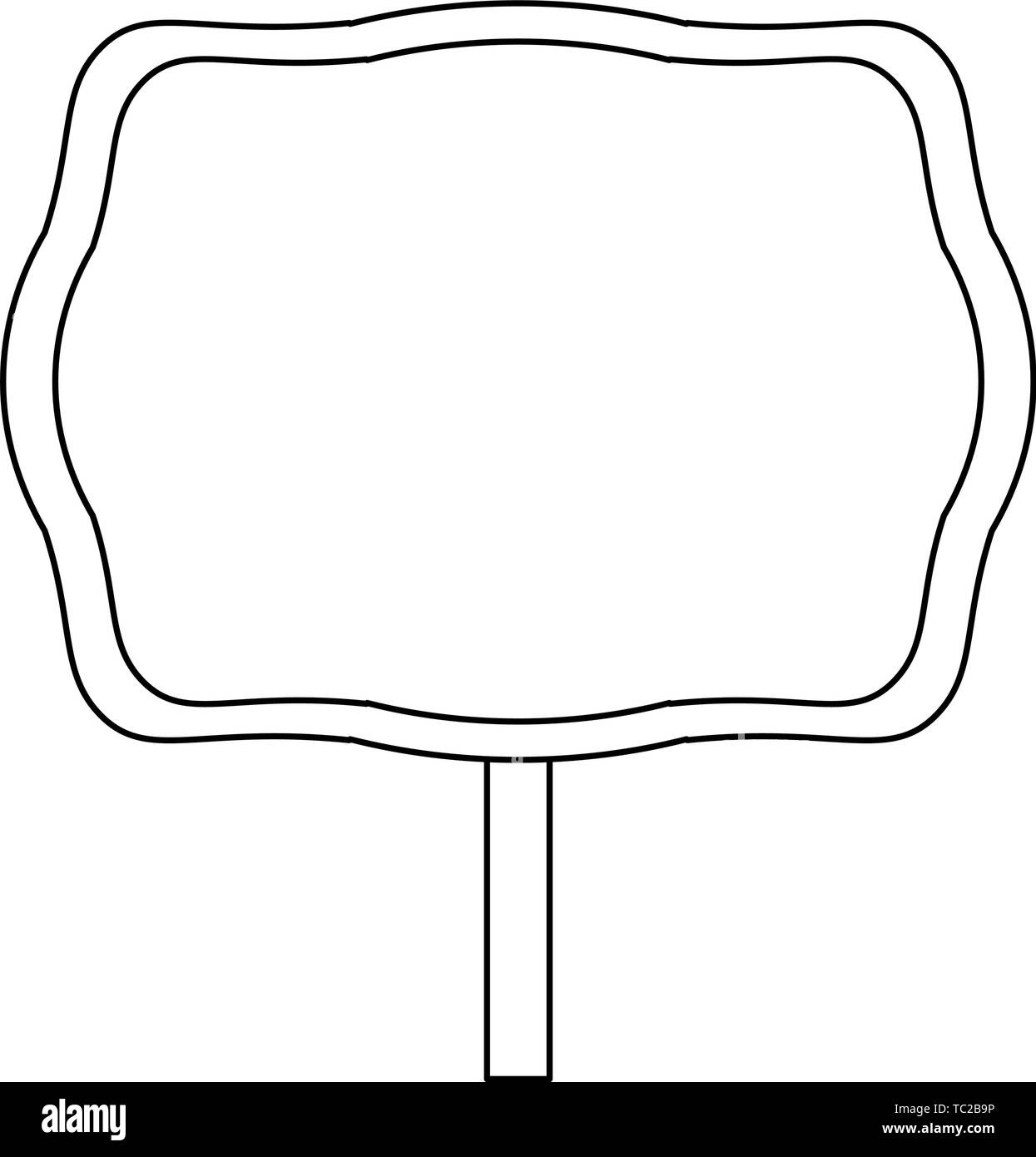 wooden sign icon cartoon isolated in black and white Stock Vector Image ...