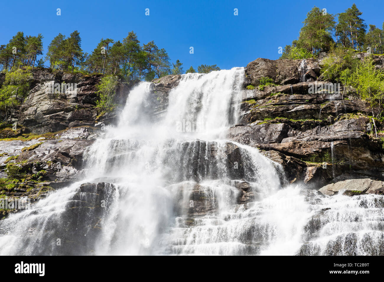 Tvidefossen waterfall in spring. Voss, Norway Stock Photo - Alamy