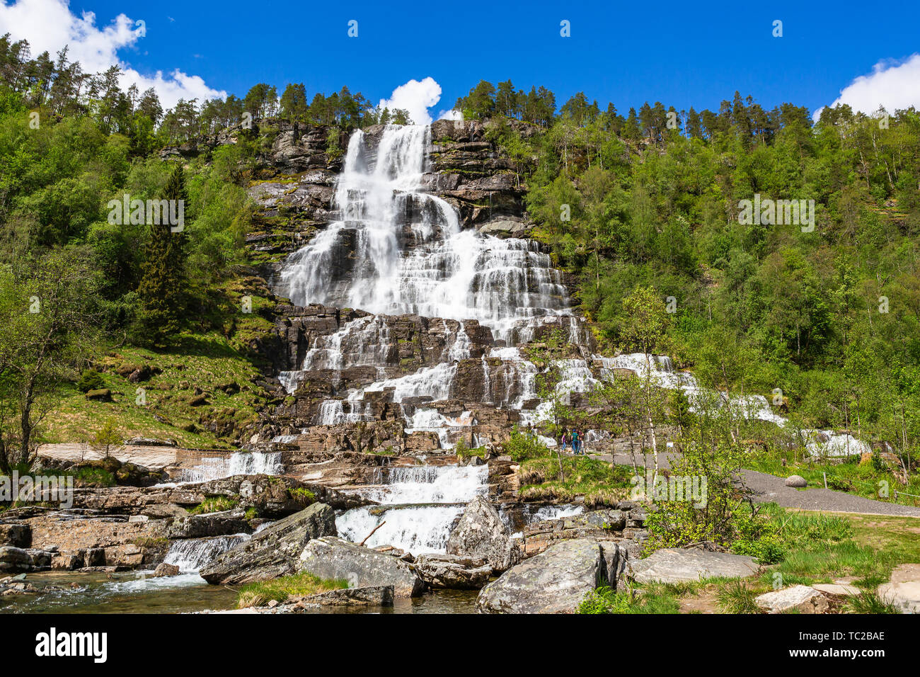 Tvidefossen waterfall in spring. Voss, Norway Stock Photo - Alamy