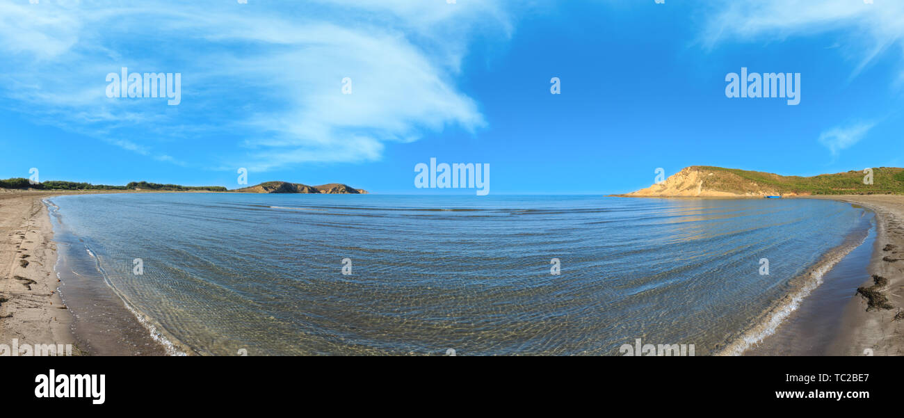 Sandy beach morning landscape, Narta Lagoon, Vlore, Albania. Multi ...