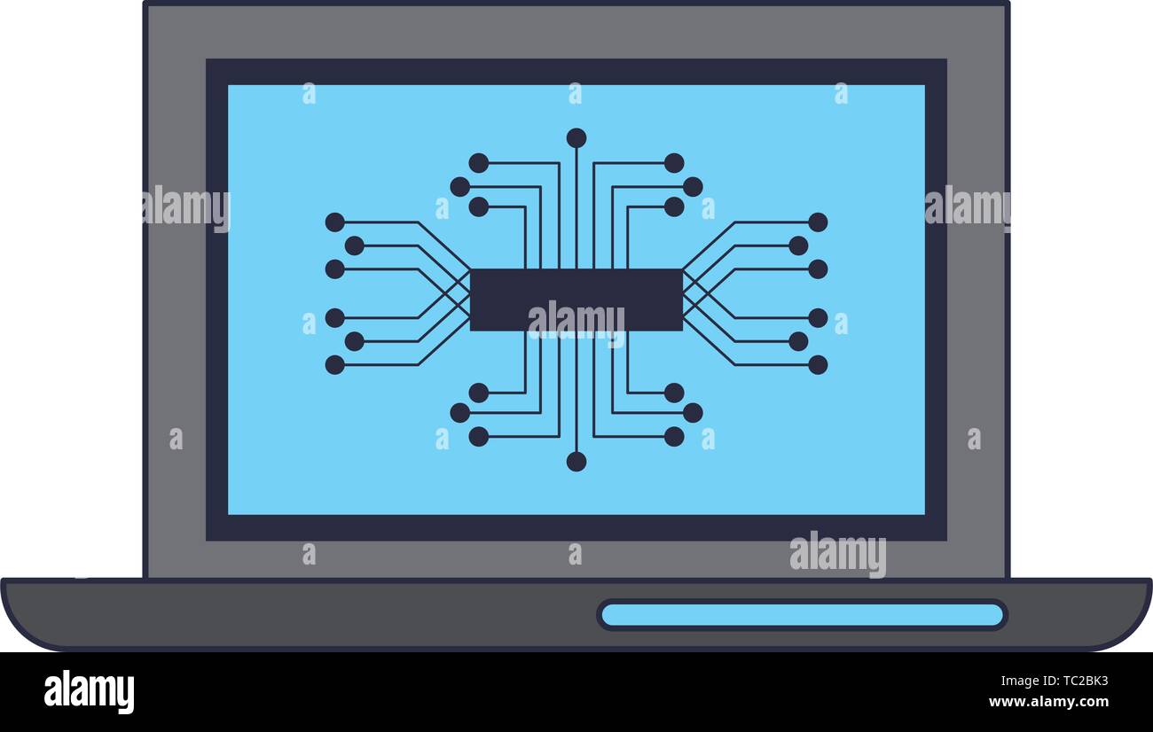 laptop with electronic circuit icon Stock Vector Image & Art - Alamy