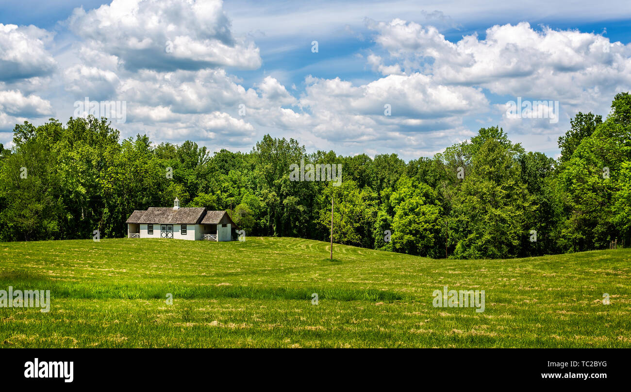 Small homestead set in rolling Virginia countryside with backdop of ...
