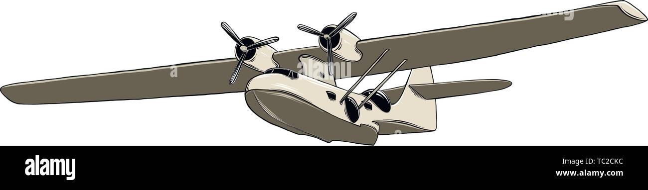 Hand drawn sketch of airplane in color. Isolated on white background ...