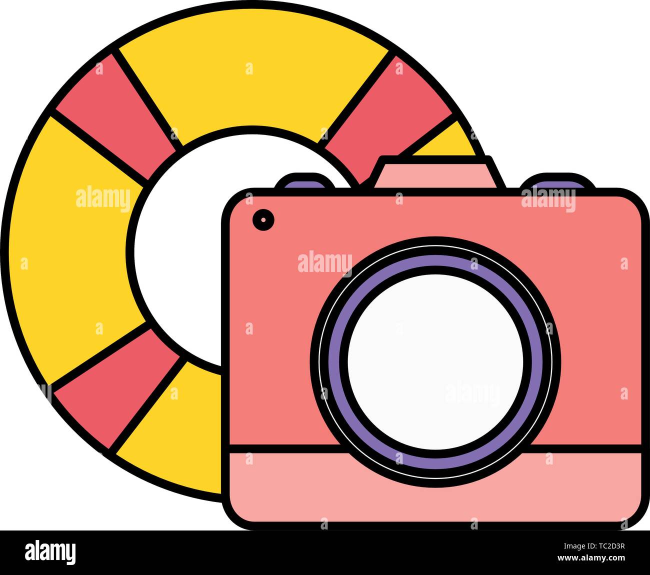 camera photographic with float lifeguard vector illustration design ...
