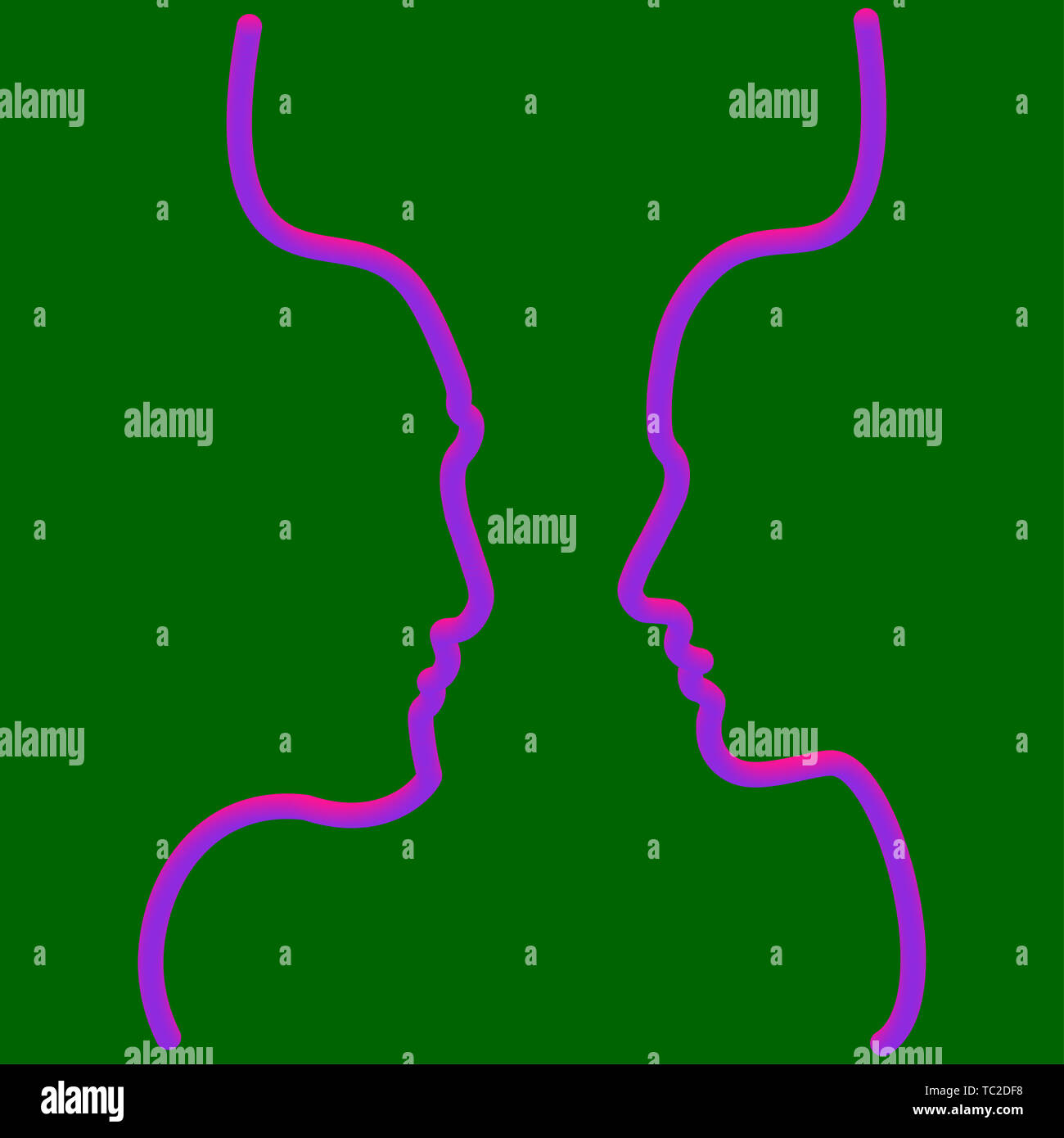 Two people silhouettes drawn with one line. Simple illustration ...