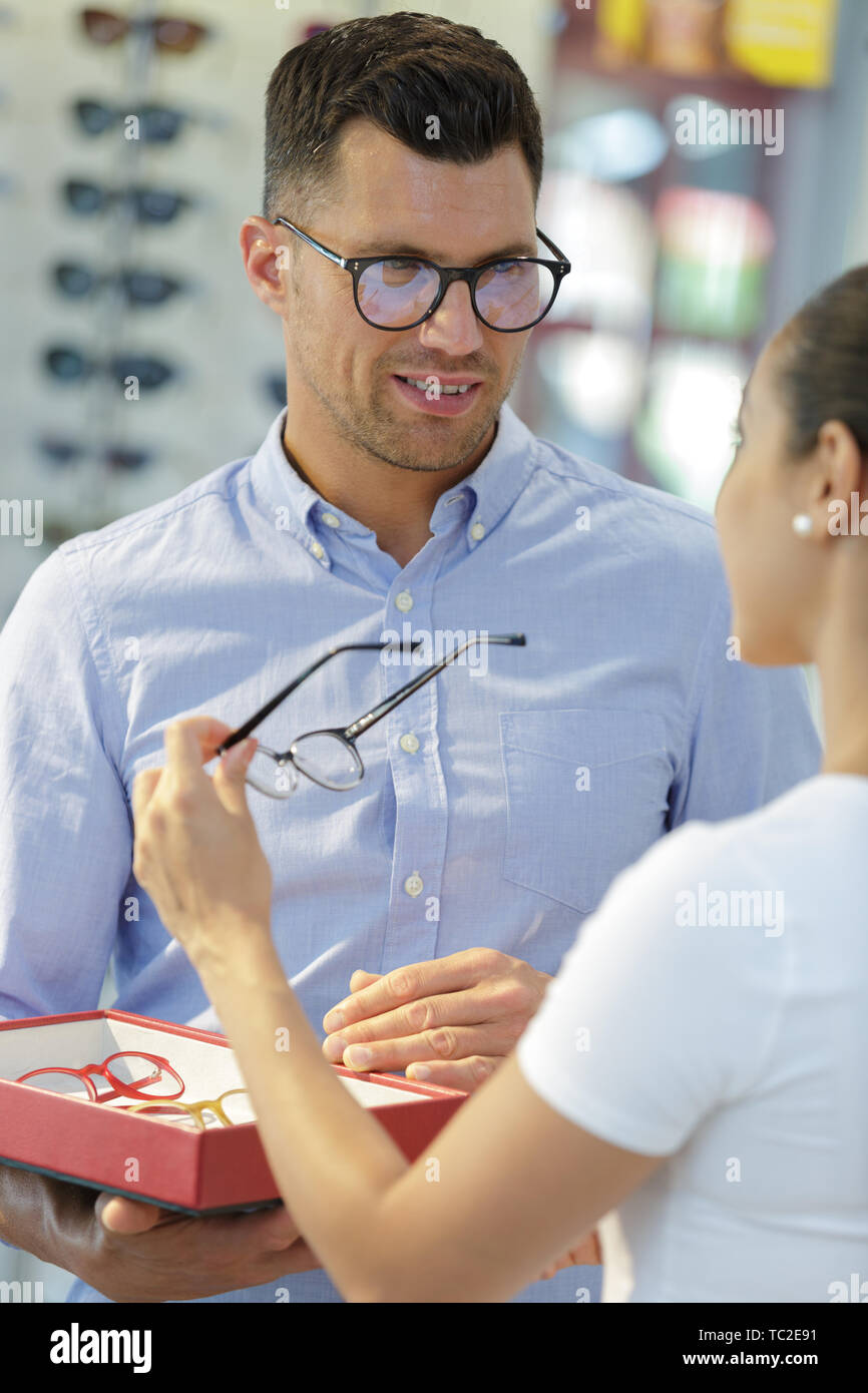 doctor and customer in ophthalmology clinic Stock Photo - Alamy