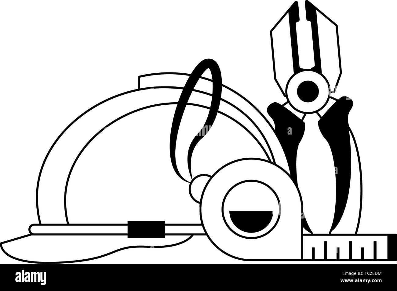 Cartoon Hardware Tools Collection Black and White Stock Photos & Images ...