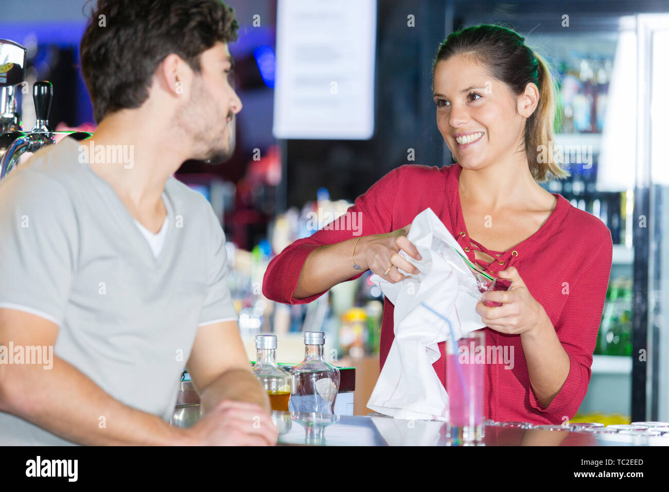 barista with customer Stock Photo - Alamy