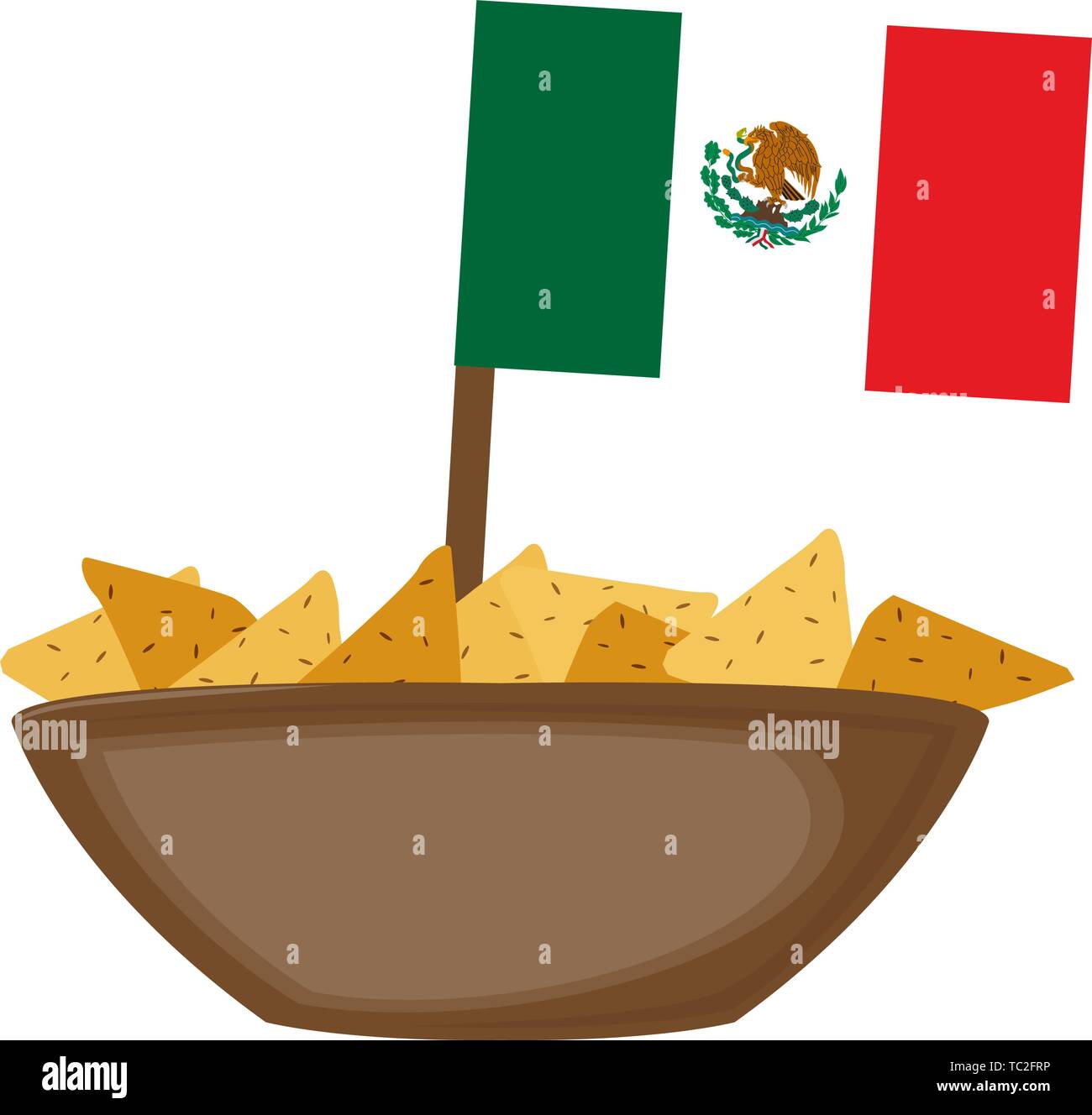 Nachos bowl with a flag of Mexico, Traditional mexican food - Vector ...