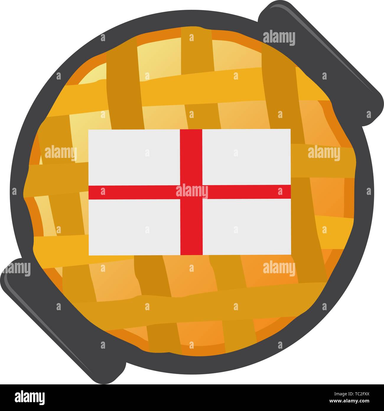Steak and kidney pie with a flag of England. Traditional english food ...