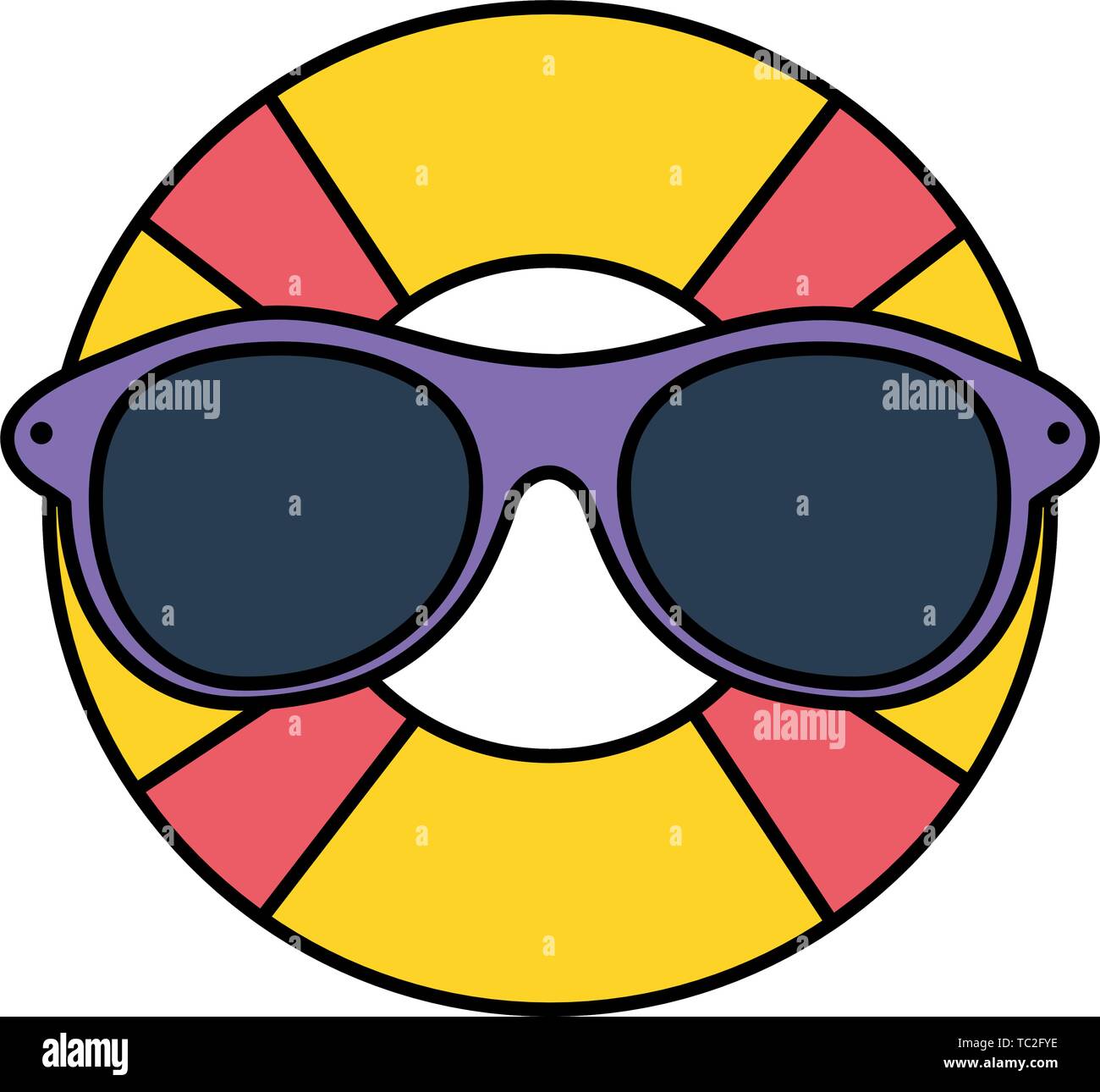 float lifeguard with sunglasses summer accessory vector illustration ...