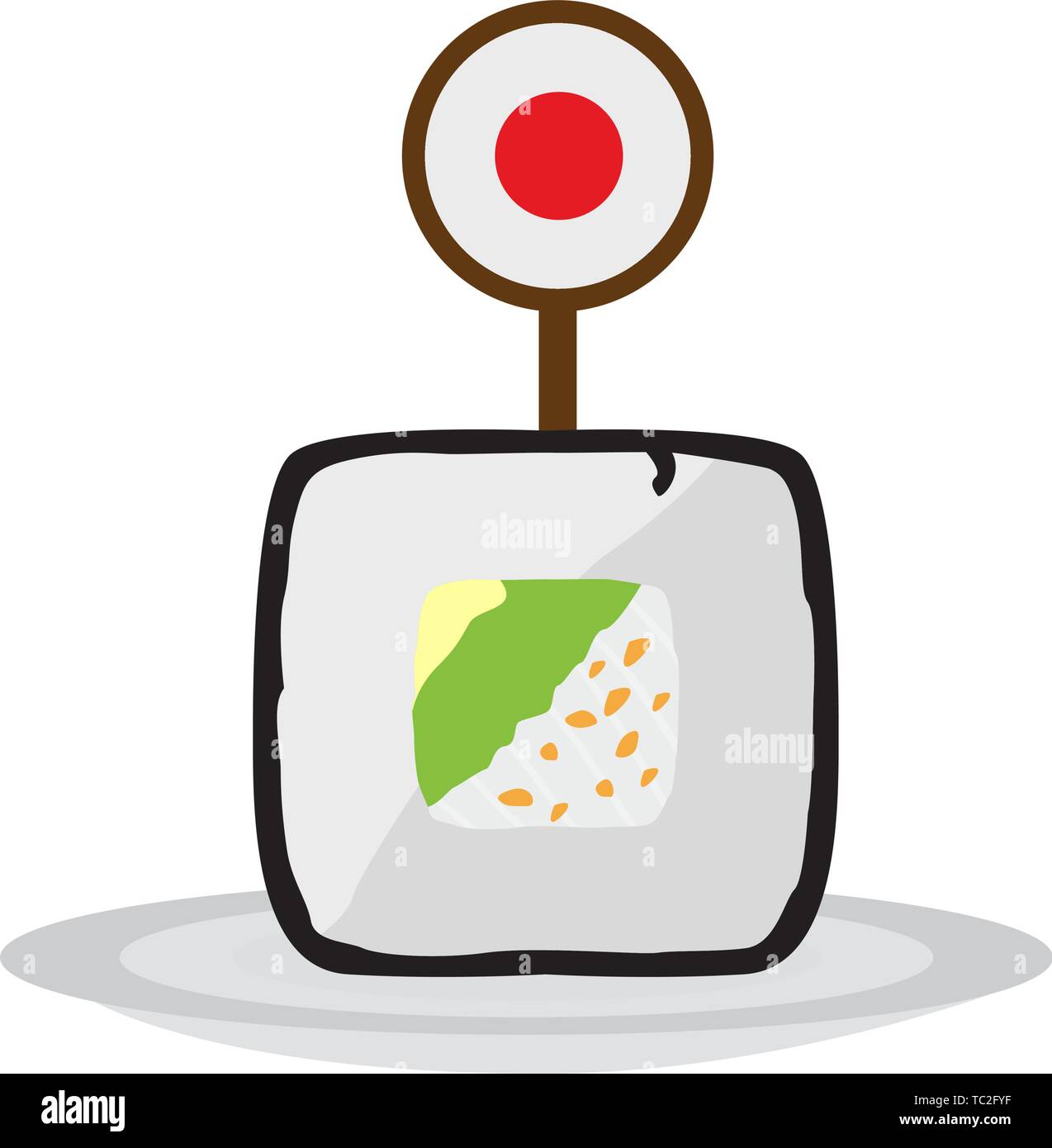 Isolated sushi roll with a flag of Japan. Traditional japanese food ...