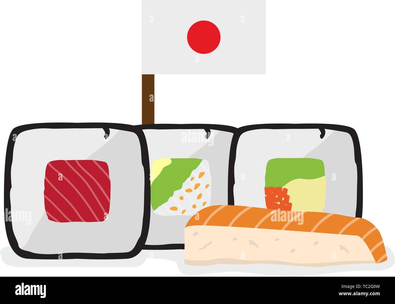 Traditional japanese food with a flag of Japan - Vector Stock Vector ...