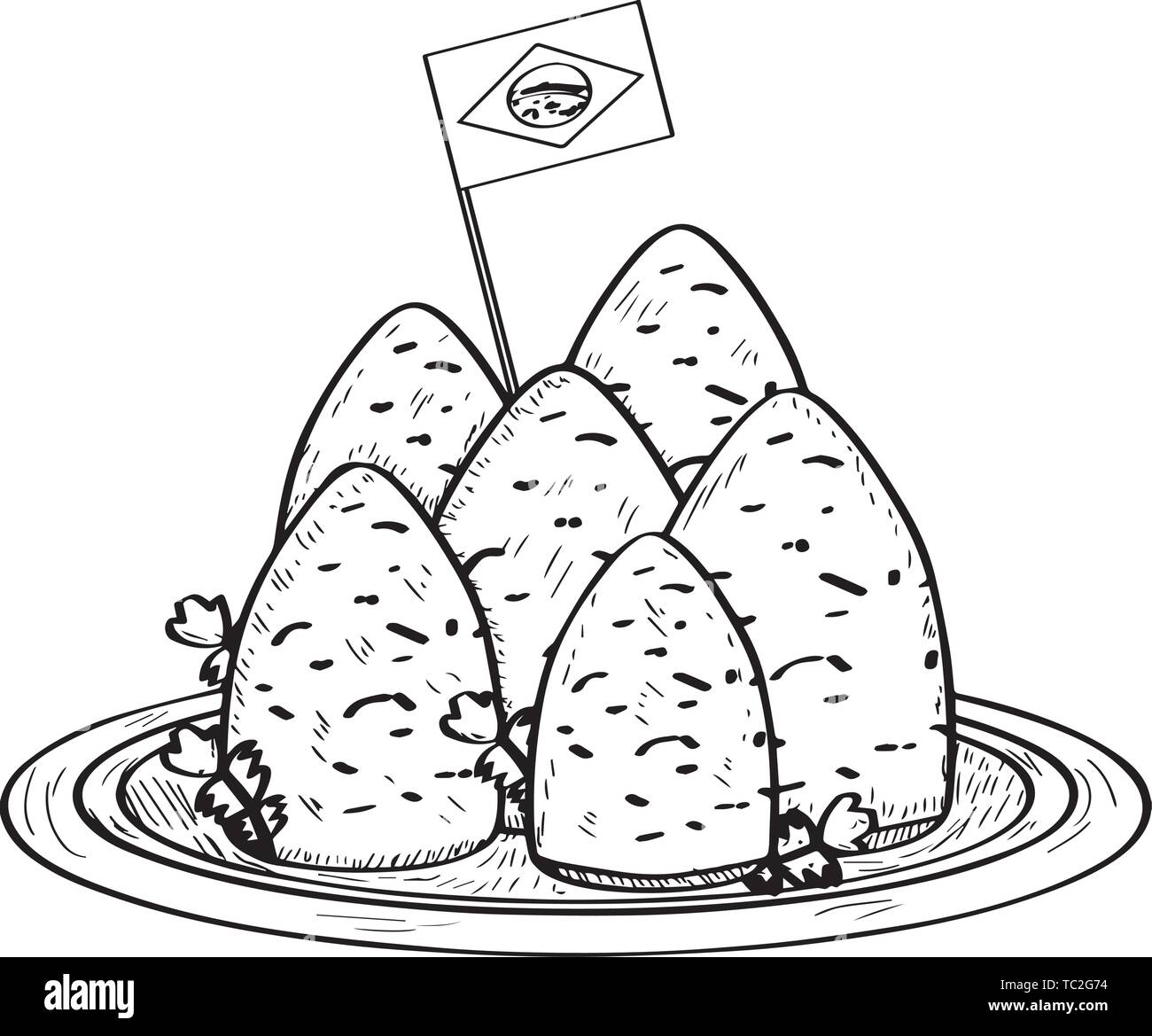 Isolated coxinhas with a flag of Brazil. Traditional brazilian food ...