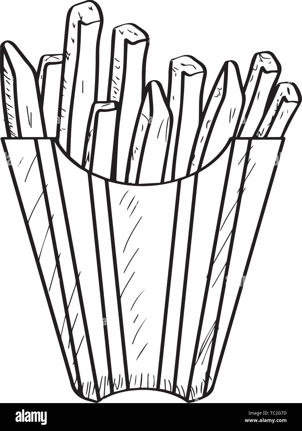 Isolated french fries in a paper cup. French food - Outline Vector ...