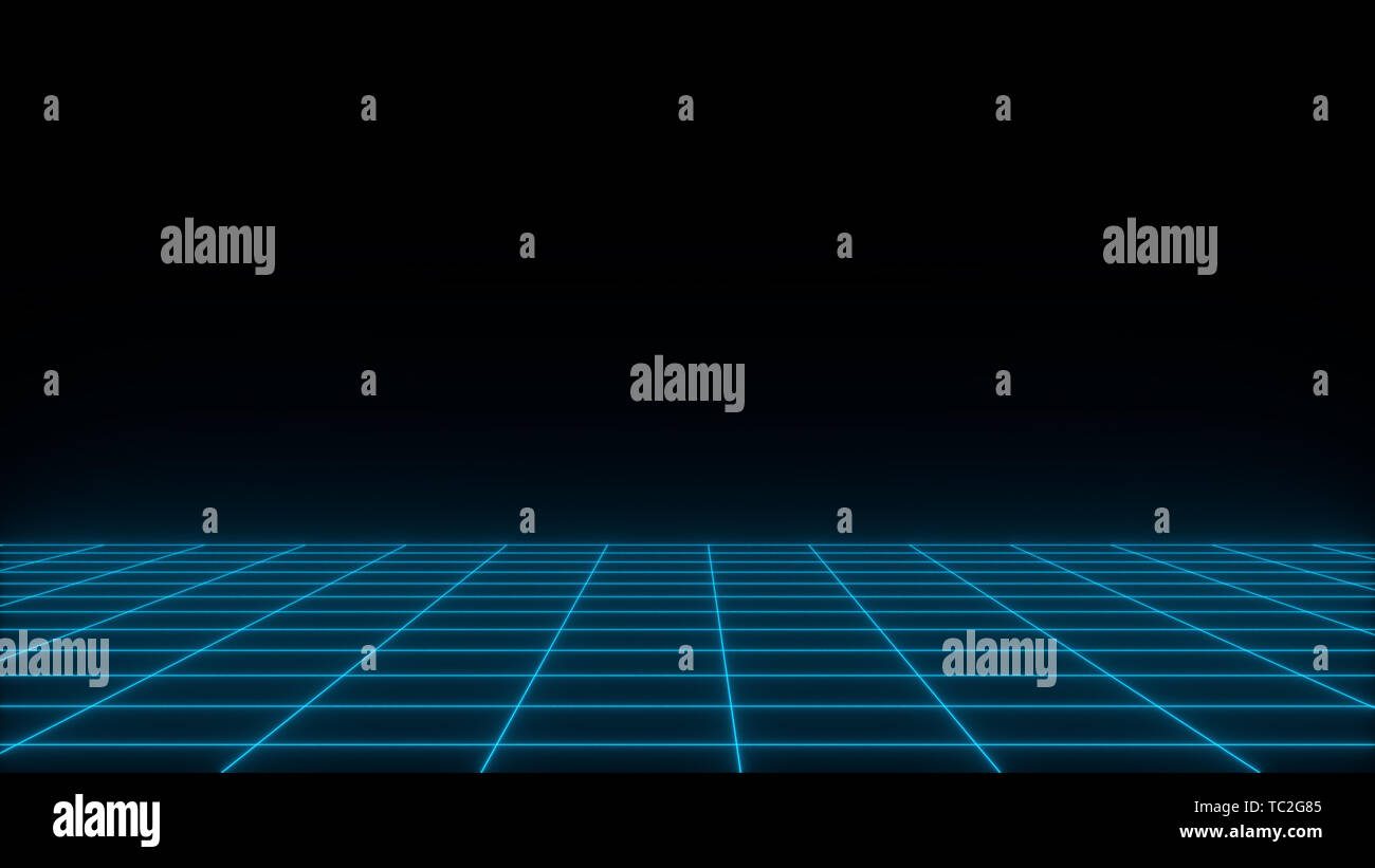 3d Render Synthwave Wireframe Net Abstract Background Future Retro