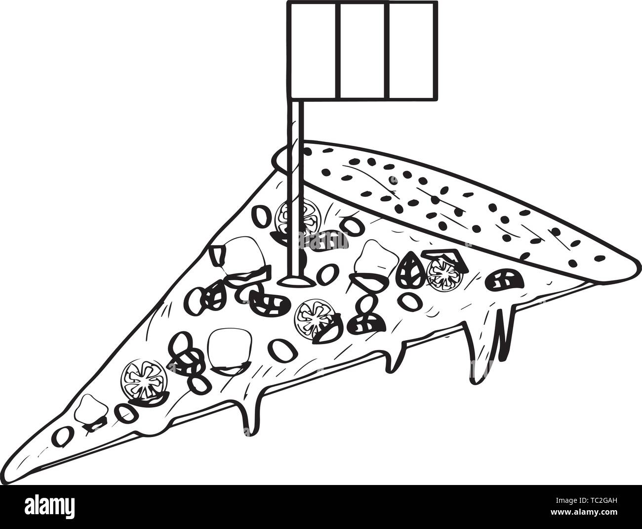 Slice of pizza with a flag - Outline Vector Stock Vector Image & Art ...