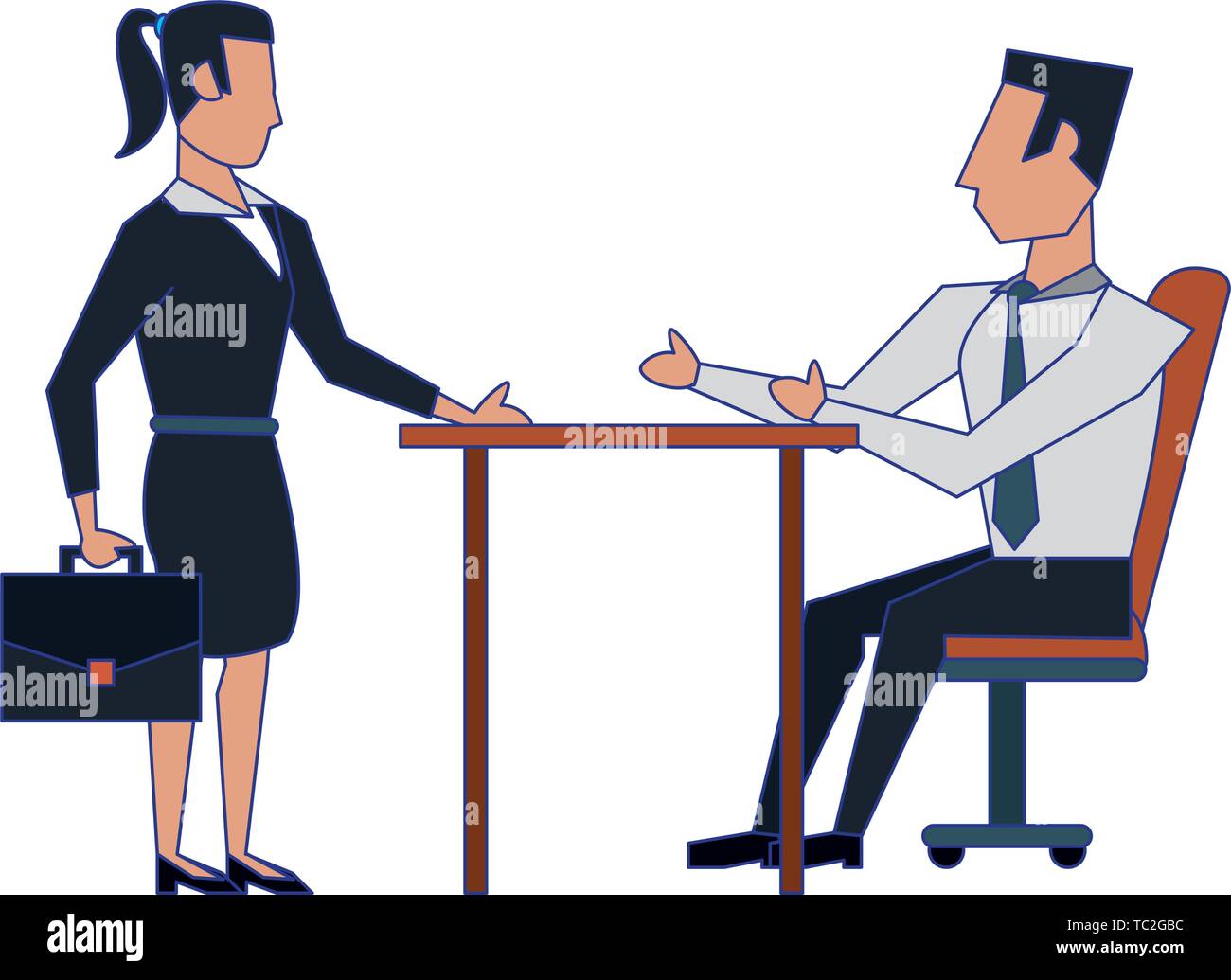 business people avatars cartoon characters blue lines Stock Vector ...
