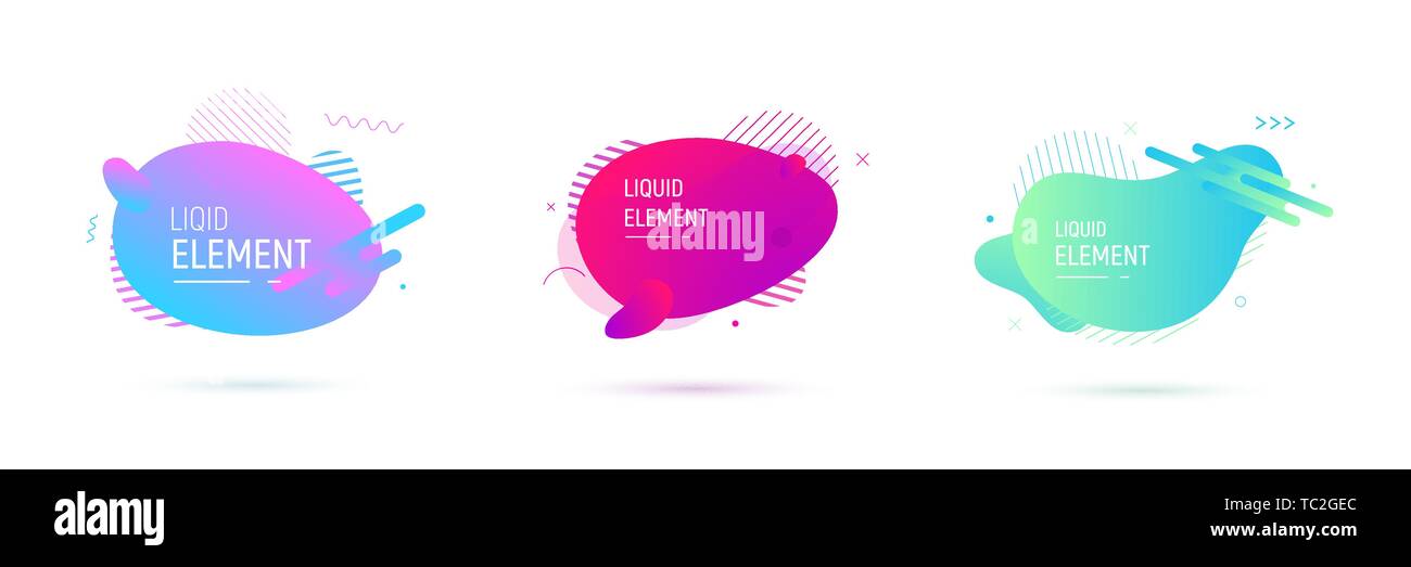Abstract Shape Designs Set Vector Liquid Fluid Elements Gradient 