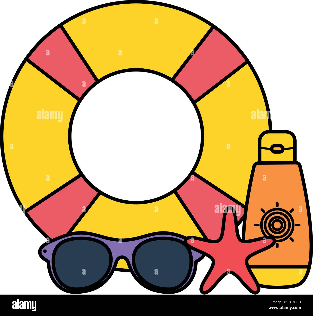 float lifeguard with sunglasses summer accessory vector illustration ...