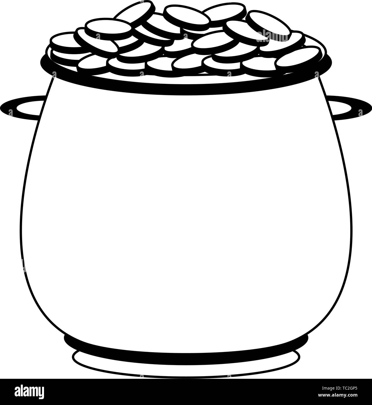 pot with coins icon cartoon in black and white Stock Vector Image & Art ...