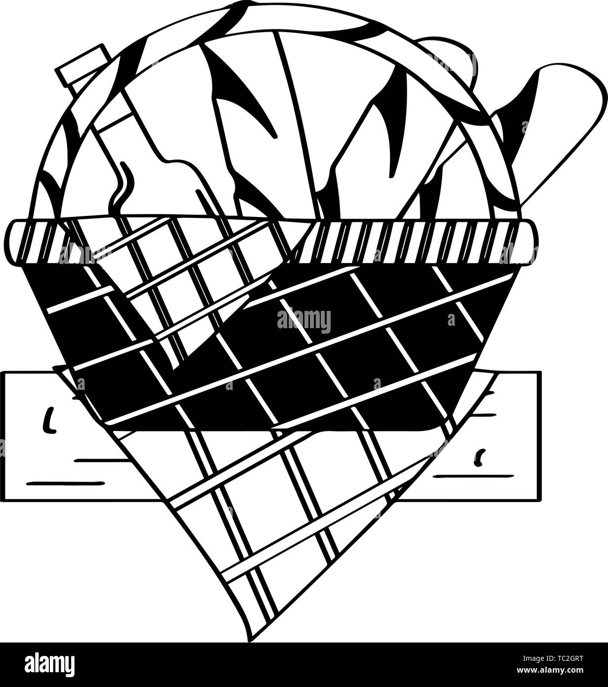Picnic basket wine Black and White Stock Photos & Images - Alamy