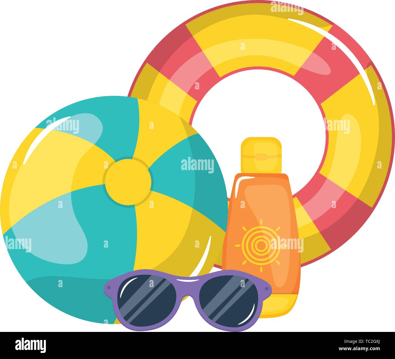 float lifeguard with blocker solar and sunglasses vector illustration ...