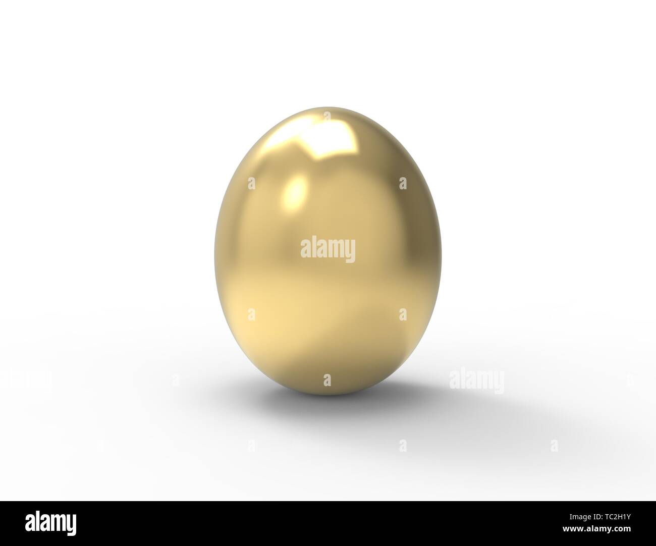 3D rendering of a golden egg isolated in studio background Stock Photo ...