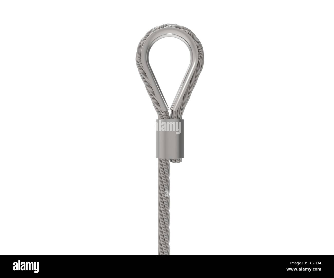 3D rendering of a metal wire cable isolated in white studio background ...