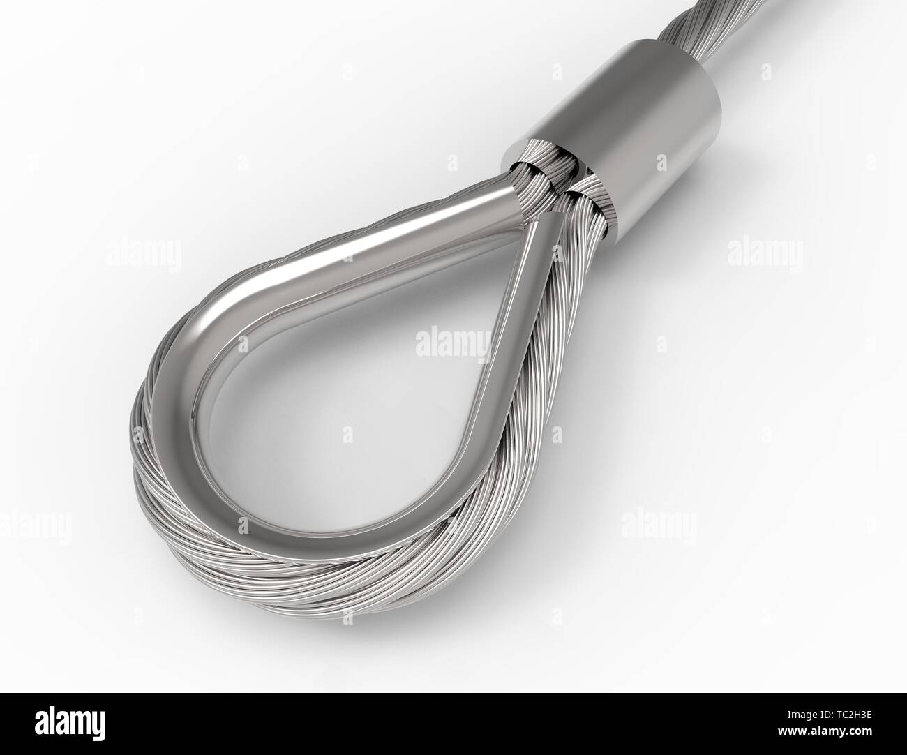 3D rendering of a metal wire cable isolated in white studio background ...