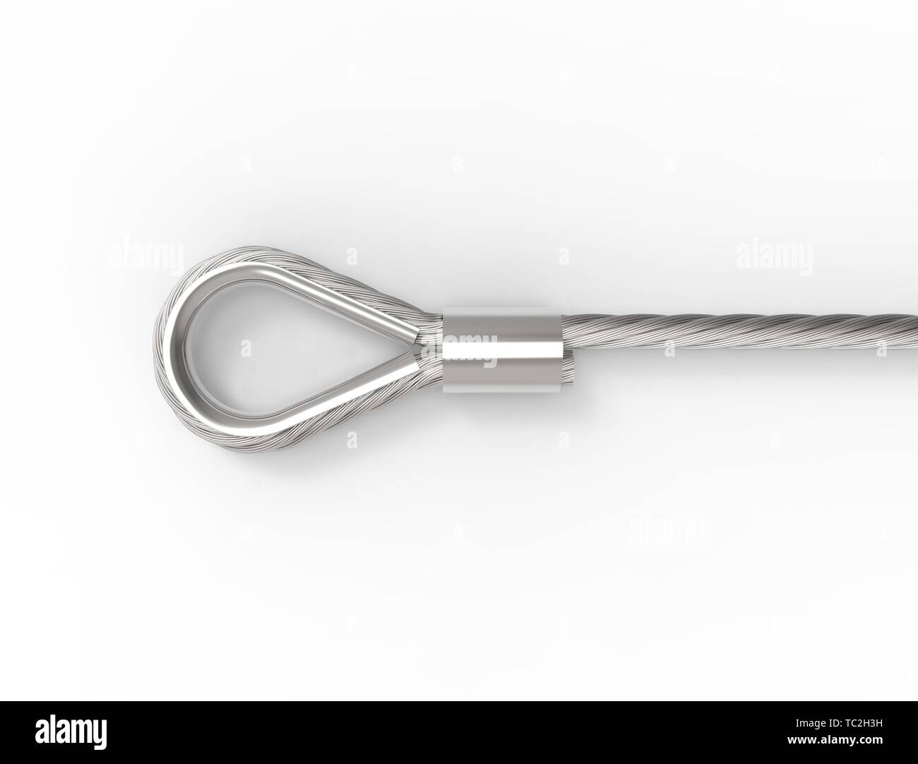 3D rendering of a metal wire cable isolated in white studio background ...