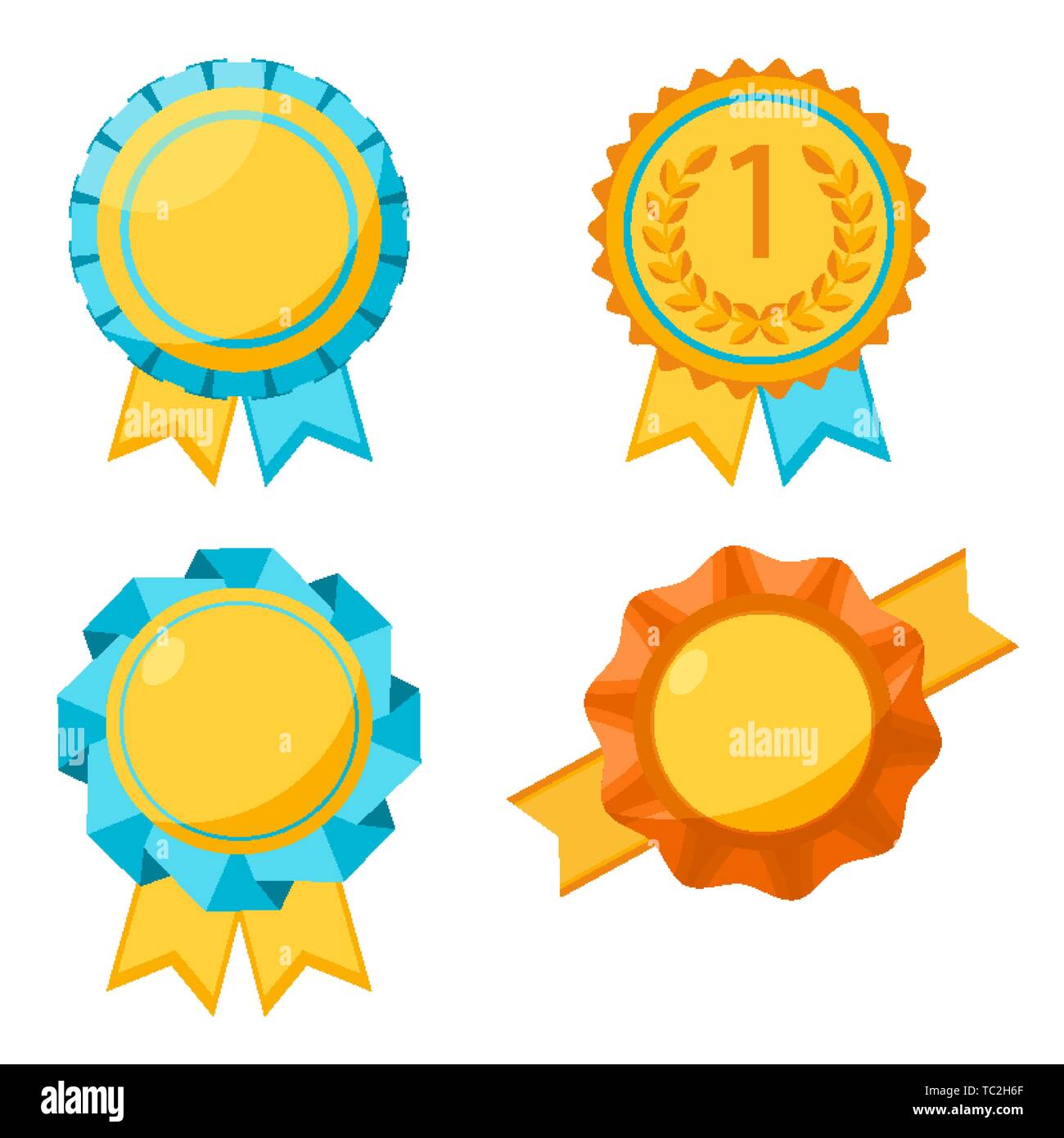 Award golden round signs collection. Elements for awarding winners ...