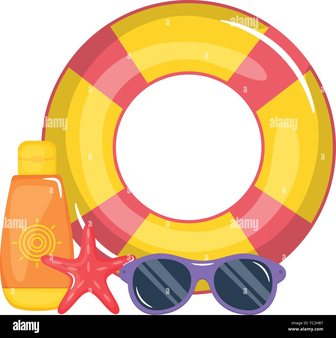 float lifeguard with blocker solar and sunglasses vector illustration ...