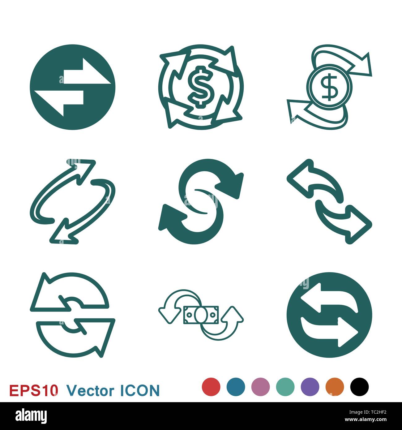 Exchange and convert icon. Arrow trade return. Vector illustration ...